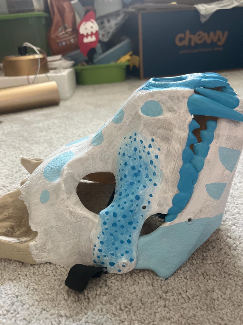Skulldog Mask Hand Painted & Designed, Working Jaw, Adjustable Straps ...