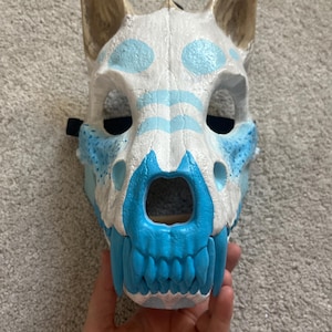 Skulldog Mask Hand Painted & Designed, Working Jaw, Adjustable Straps ...