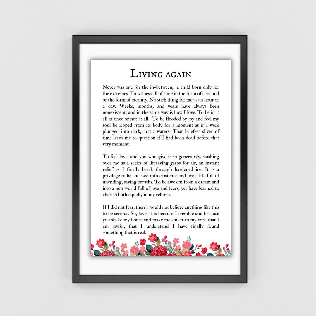 Living Again - A Love Poem for a Couple | Poetry Digital Download - Etsy