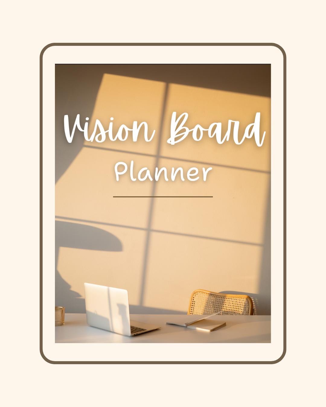 Printable Beige Themed Vision Board Aesthetic Planner Writing Drawing ...