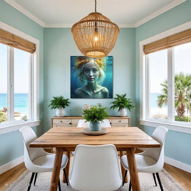 Underwater Sea Nymph – Boho Digital Wall Art | Surreal Nature-inspired ...