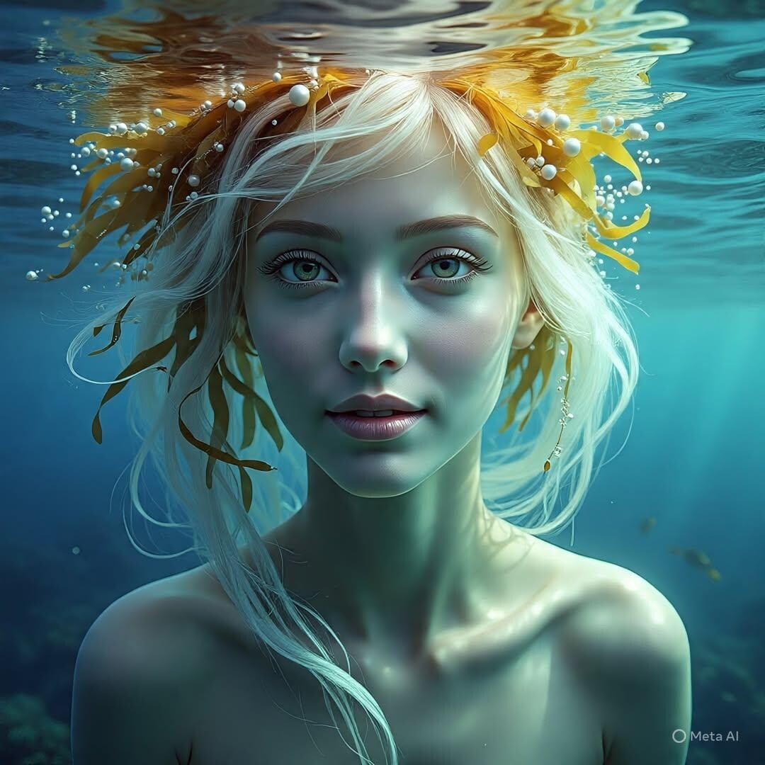 Underwater Sea Nymph – Boho Digital Wall Art | Surreal Nature-inspired ...