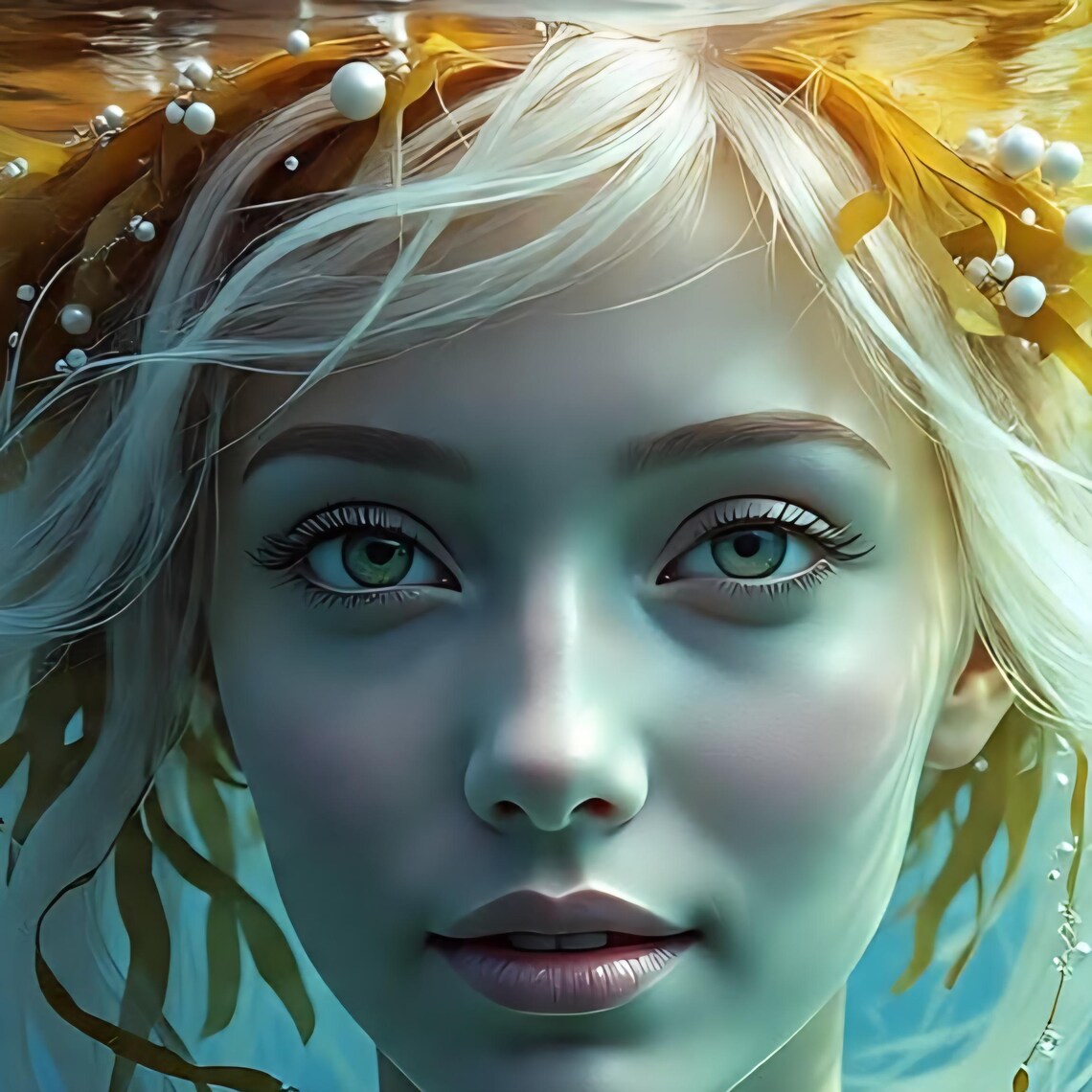 Underwater Sea Nymph – Boho Digital Wall Art | Surreal Nature-inspired ...