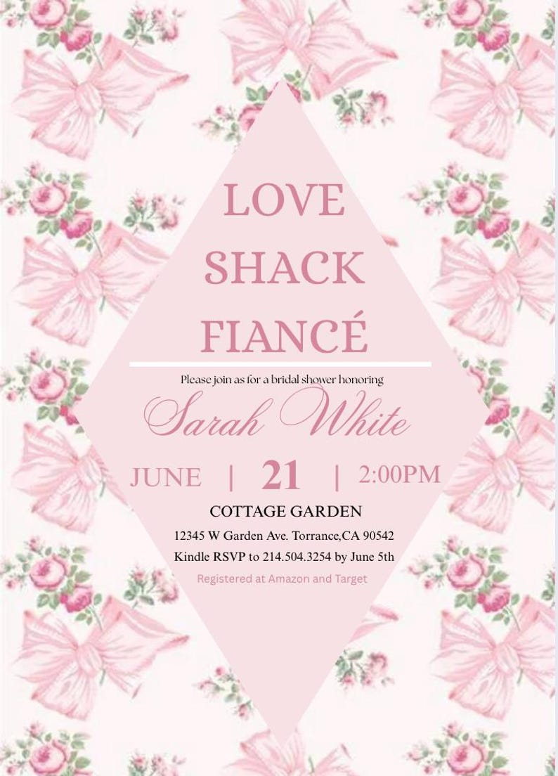 Loveshackfancy Bridal Party Invitation Pink & Blue Bundle | Editable ...