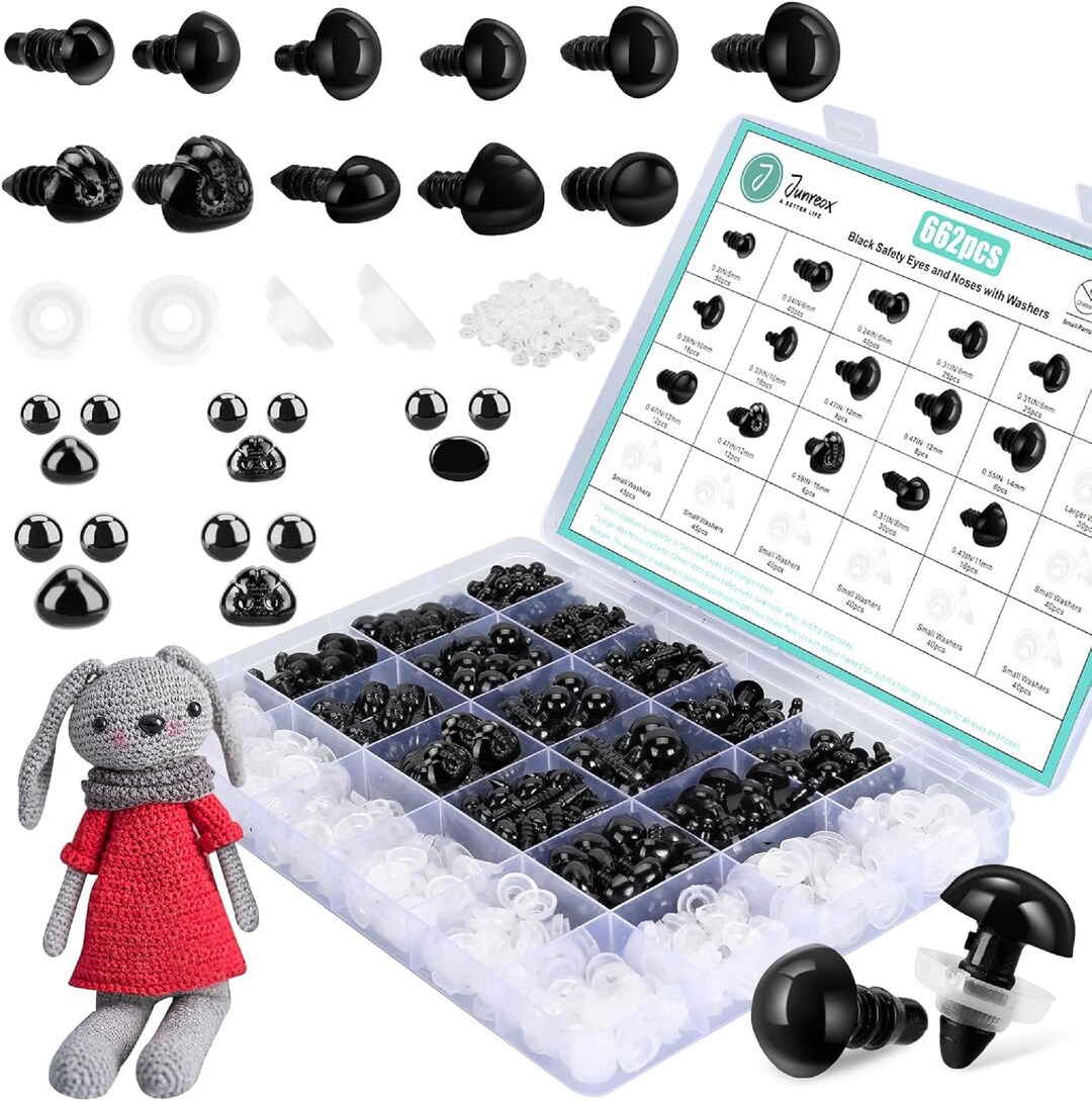 662pcs Safety Eyes and Noses for Amigurumi, Stuffed Crochet Eyes With ...
