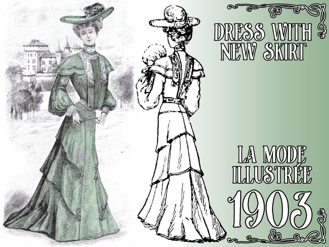 PDF Pattern - Dress With New Skirt - La Mode Illustree 1903 - Edwardian ...