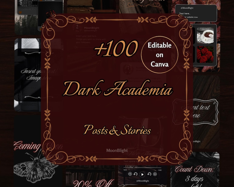 100+ Dark Academia Instagram Templates | Editable Canva Posts & Stories ...