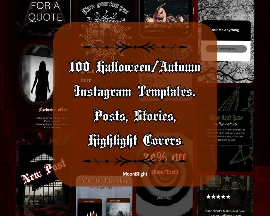 Spooky Season Gothic Instagram Templates | Halloween & Autumn Canva ...