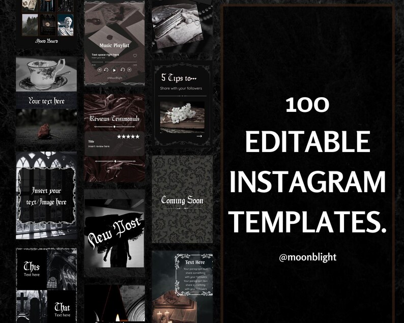 Victorian Gothic Instagram Templates: Social Media Kit (canva Editable ...