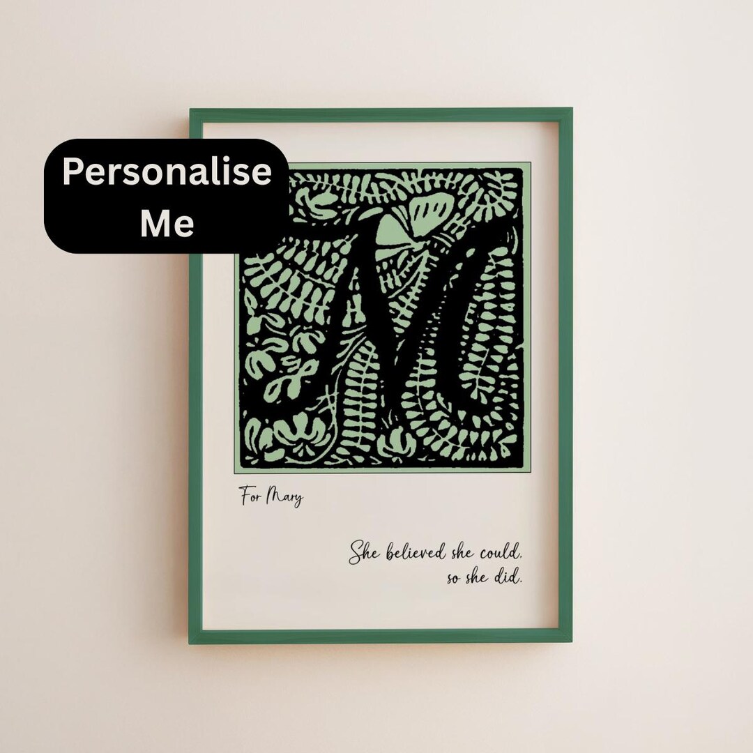 Personalized Letter M Print: Custom Letter, Name & Quote, Illuminated ...