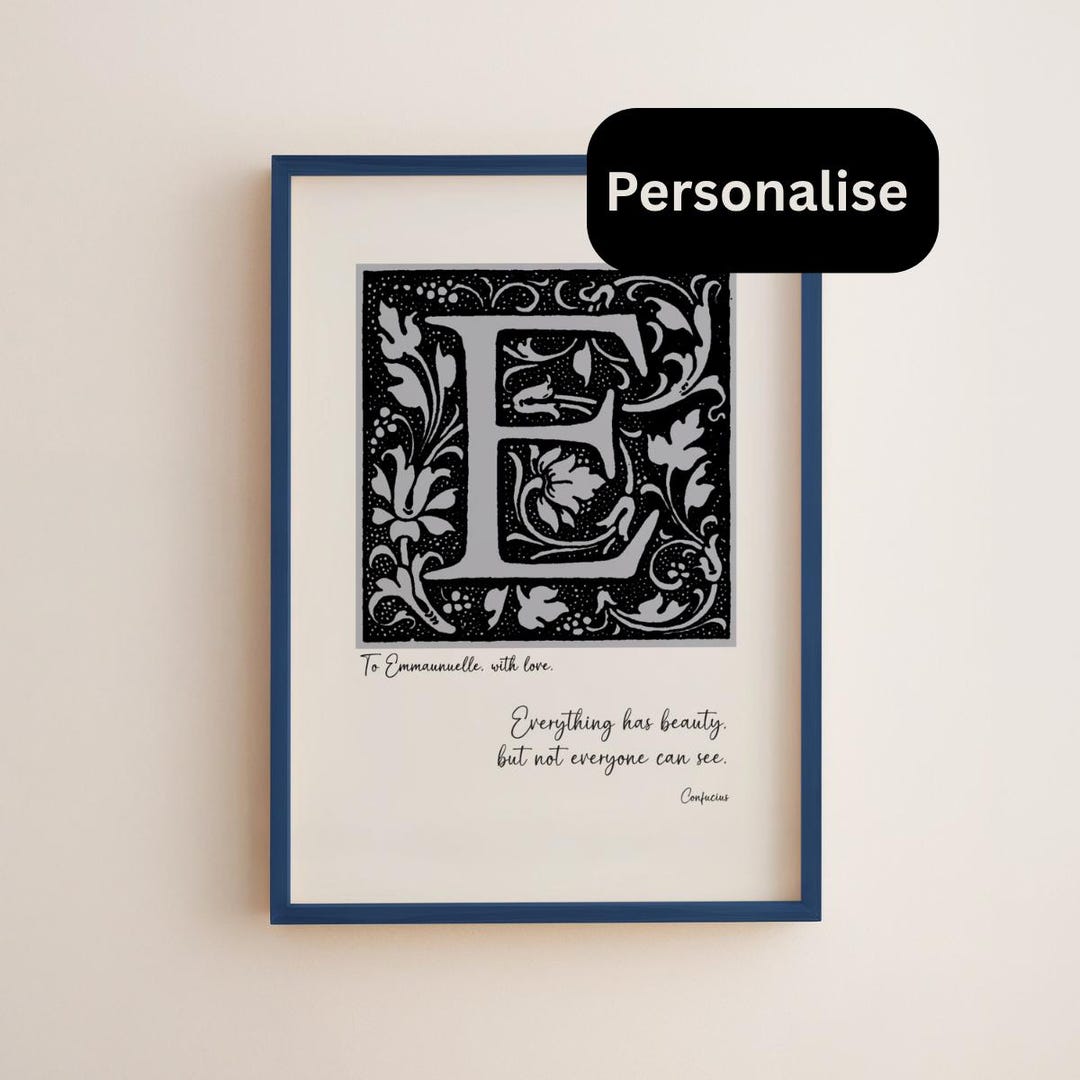 Letter E Art Print: Custom Name and Quote - Five Color Options - Etsy UK