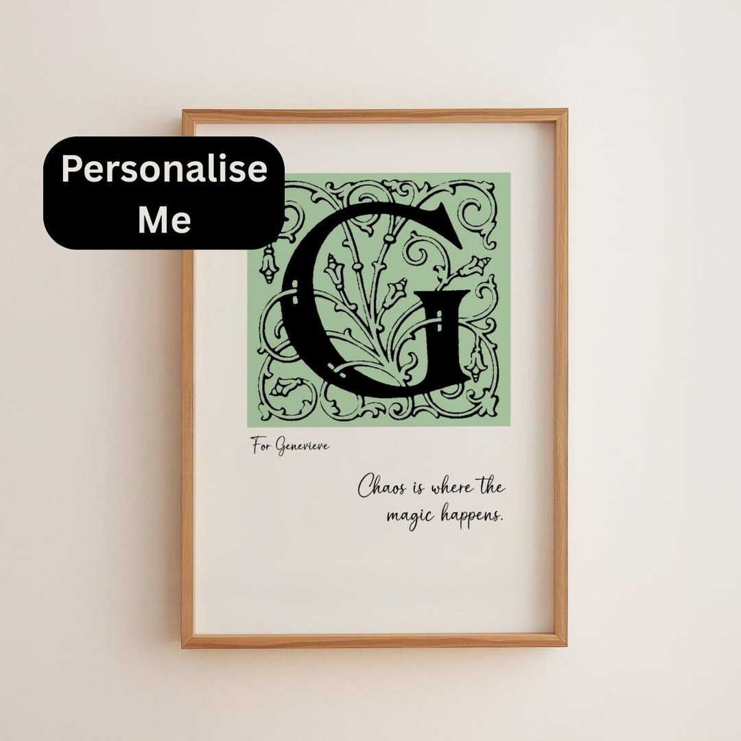 Personalized Letter G Print: Custom Letter, Name & Quote, Illuminated ...