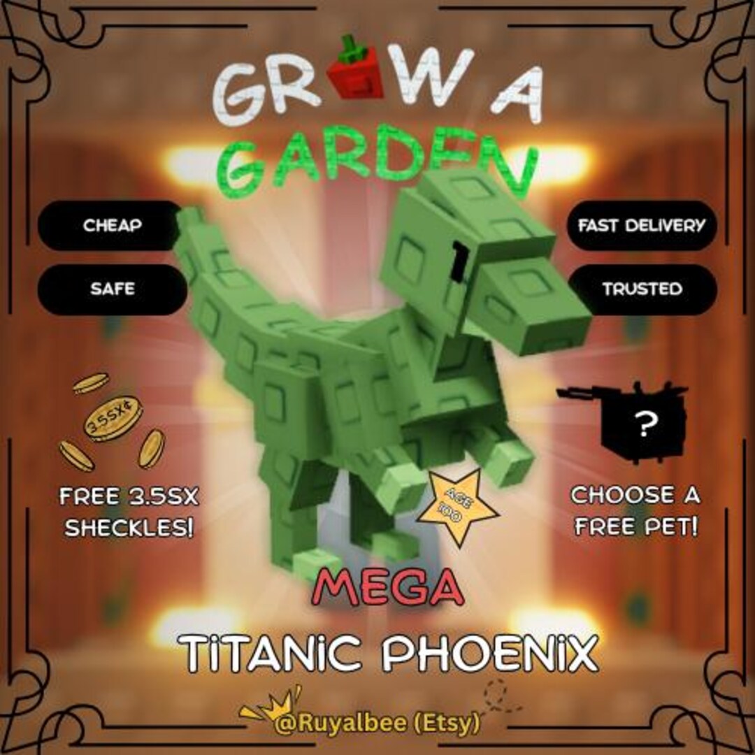 Mega Titanic Raptor (age: 100) | Roblox | Grow a Garden | Cheap | Fast ...