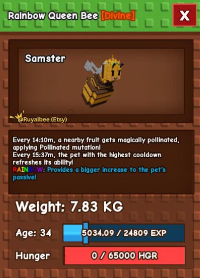 Rainbow Queen Bee | Roblox | Grow a Garden | Cheap | Fast Delivery | Freebies - Etsy