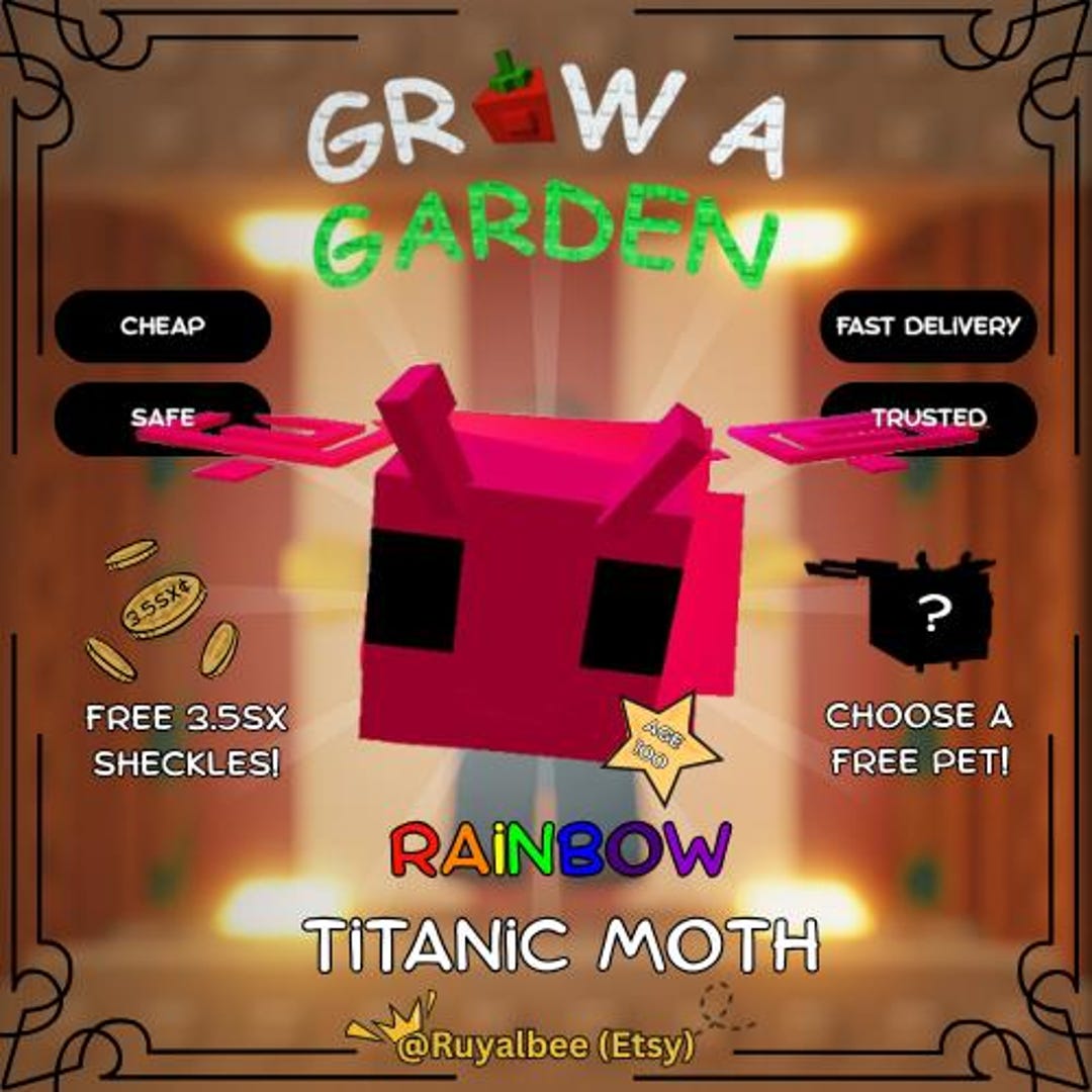 Rainbow Titanic Moth (age: 100) | Roblox | Grow a Garden | Cheap | Fast ...