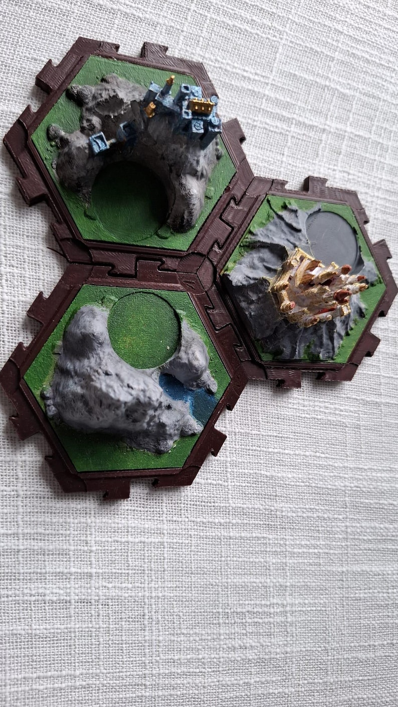 Hand-painted 3D Printed Catan-inspired Game Set: Modular Hex Tiles - Etsy