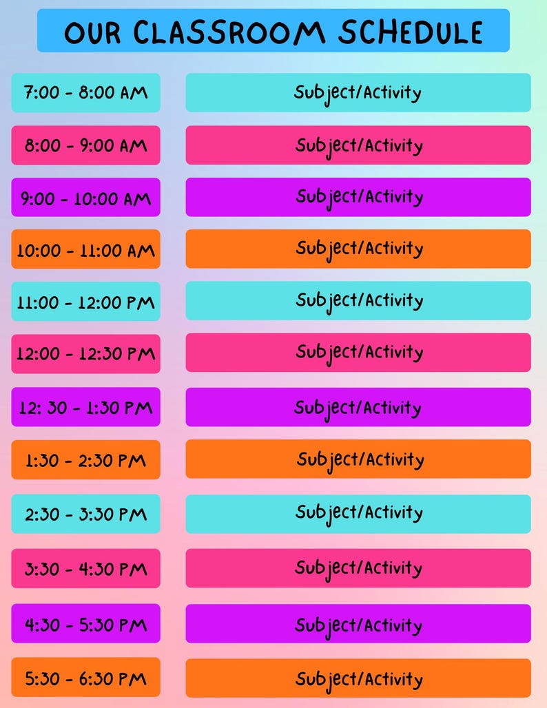 Editable Classroom Schedule Template | Printable Teacher Planner (canva ...