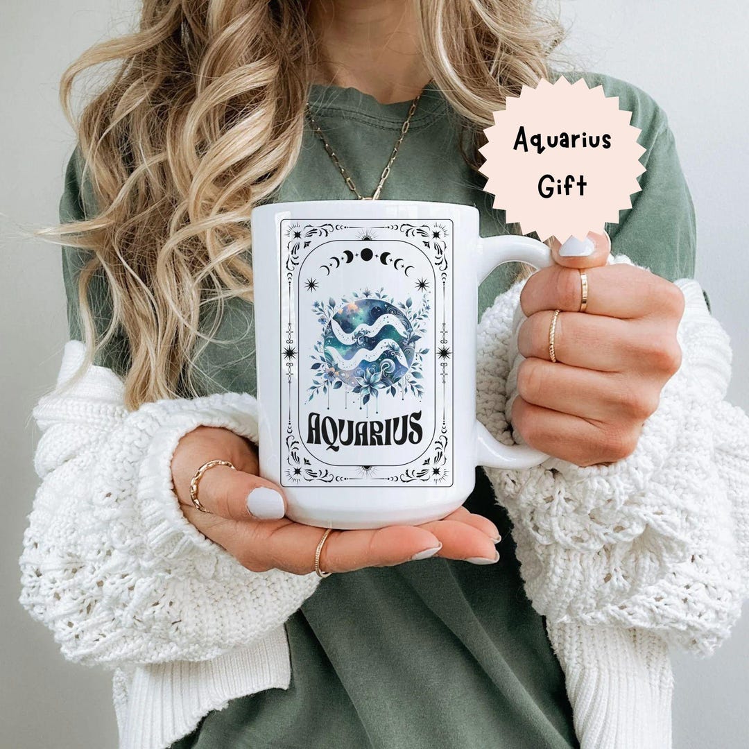 Custom Astrology Birthday Mug, Aquarius Zodiac Coffee Cup, Personalized ...