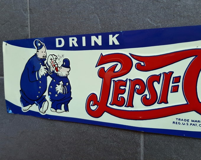 Vintage Pepsi Cola Metal Sign. Pepsi & Pete. Keystone Cops, Police ...