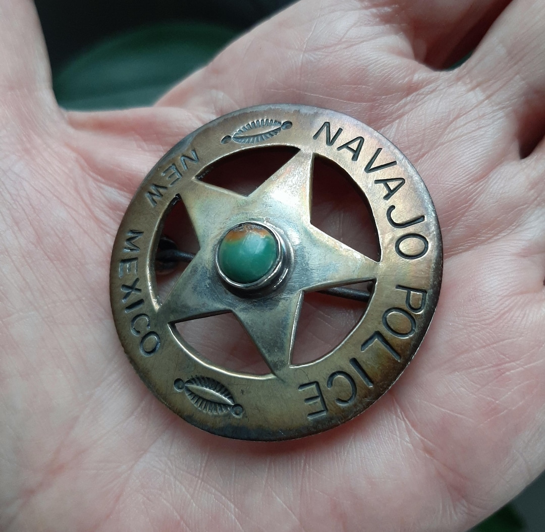 Vintage Navajo Indian Police Badge. New Mexico. Star & Turquoise Stone ...