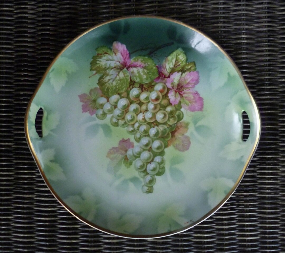 Grapes Plate, Large. Nuremberg, Bavaria, Jon Roth. Vintage Antique 1910 ...