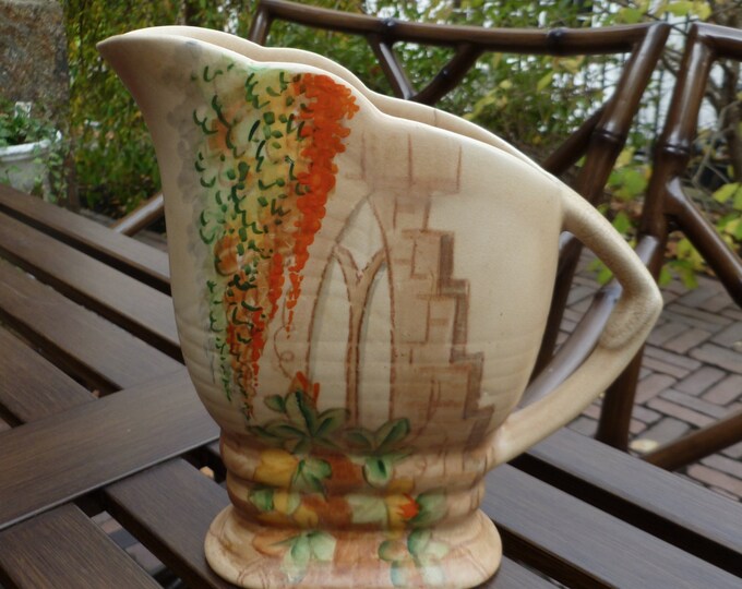 Beswick Pottery Pitcher Jug. Hand Painted Leaves. Art Deco. Vintage ...