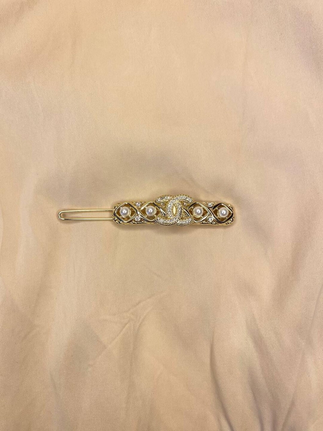 Vintage Chanel Gold Barrette With Pearls and Crystals – Authentic ...