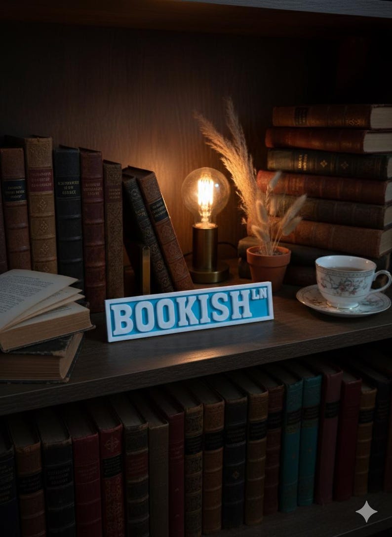Bookish Lane Street Sign - Book Nook Decor for Library Shelves - Dark ...