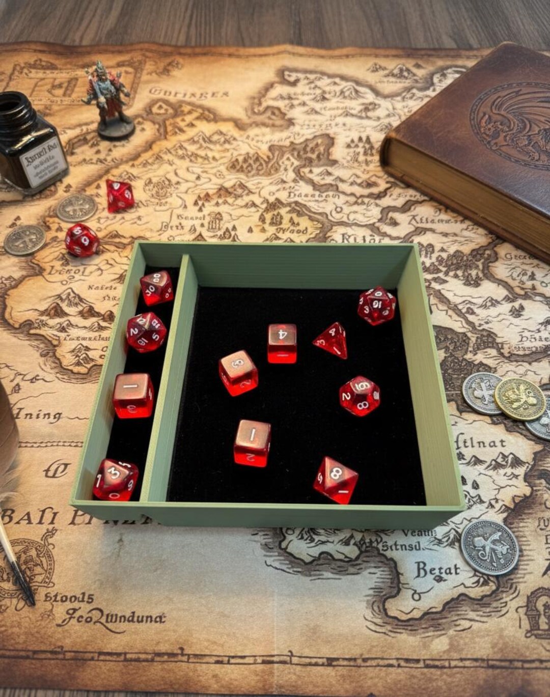 3D Printed Dice Rolling Tray - Compact Tabletop RPG Accessory - Travel ...