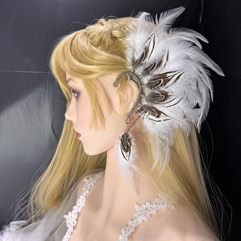 Handmade White Feather Ear Cuff, Non-pierced Copper Ear Clip - Etsy