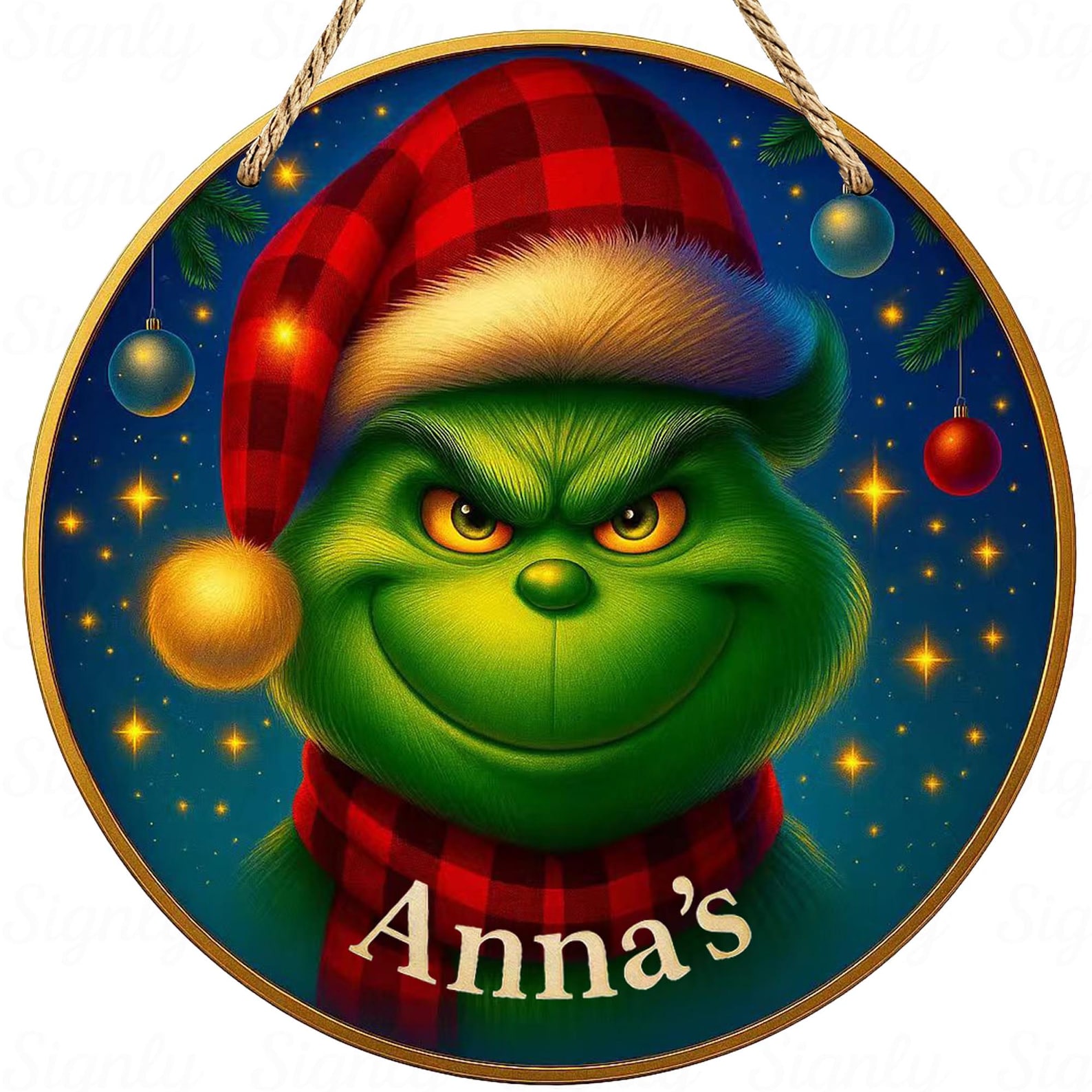 Christmas Funny Green Monster Gift Sign – Personalized Holiday Wall ...