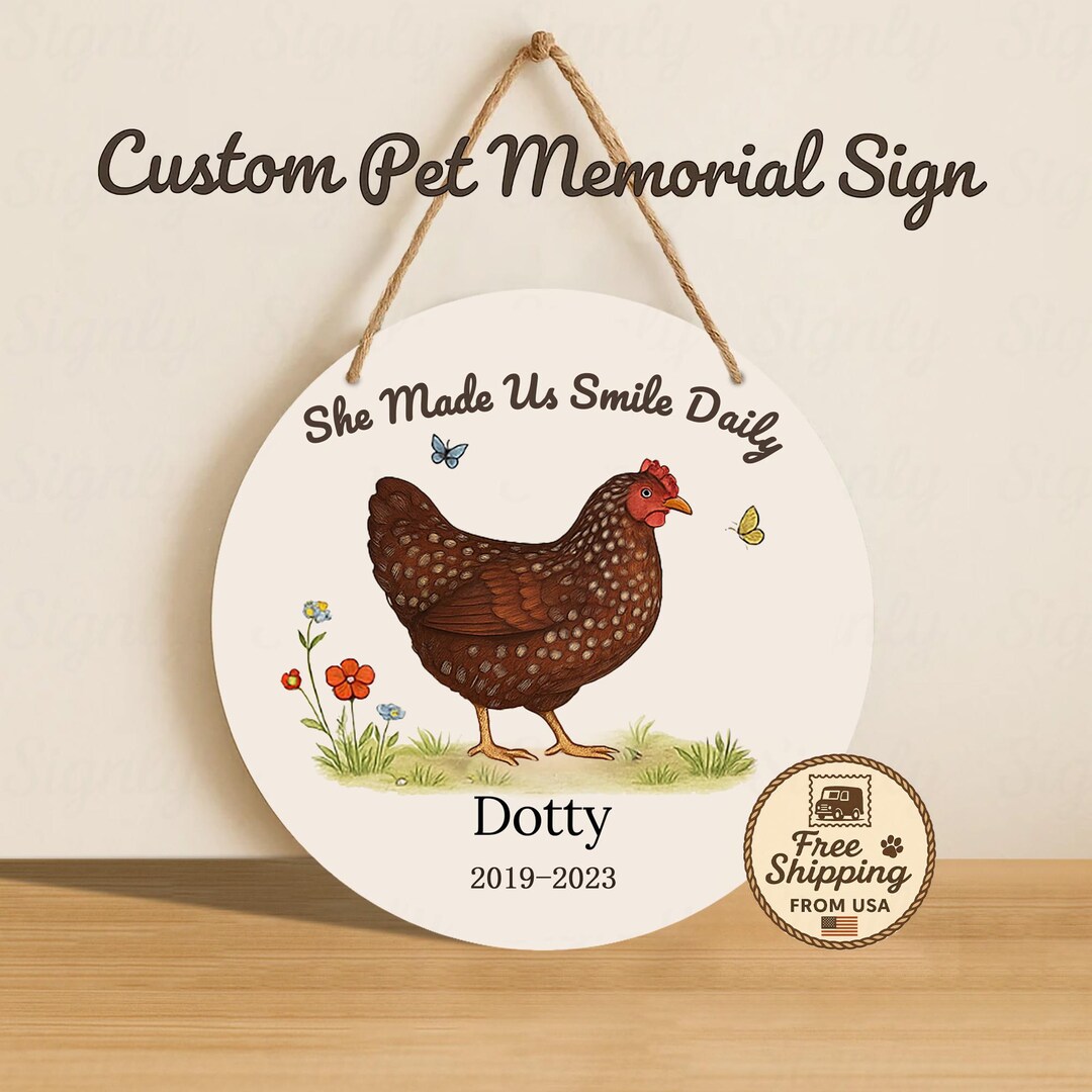 Chicken Memorial Sign – Personalized Hen Plaque With Name & Years ...