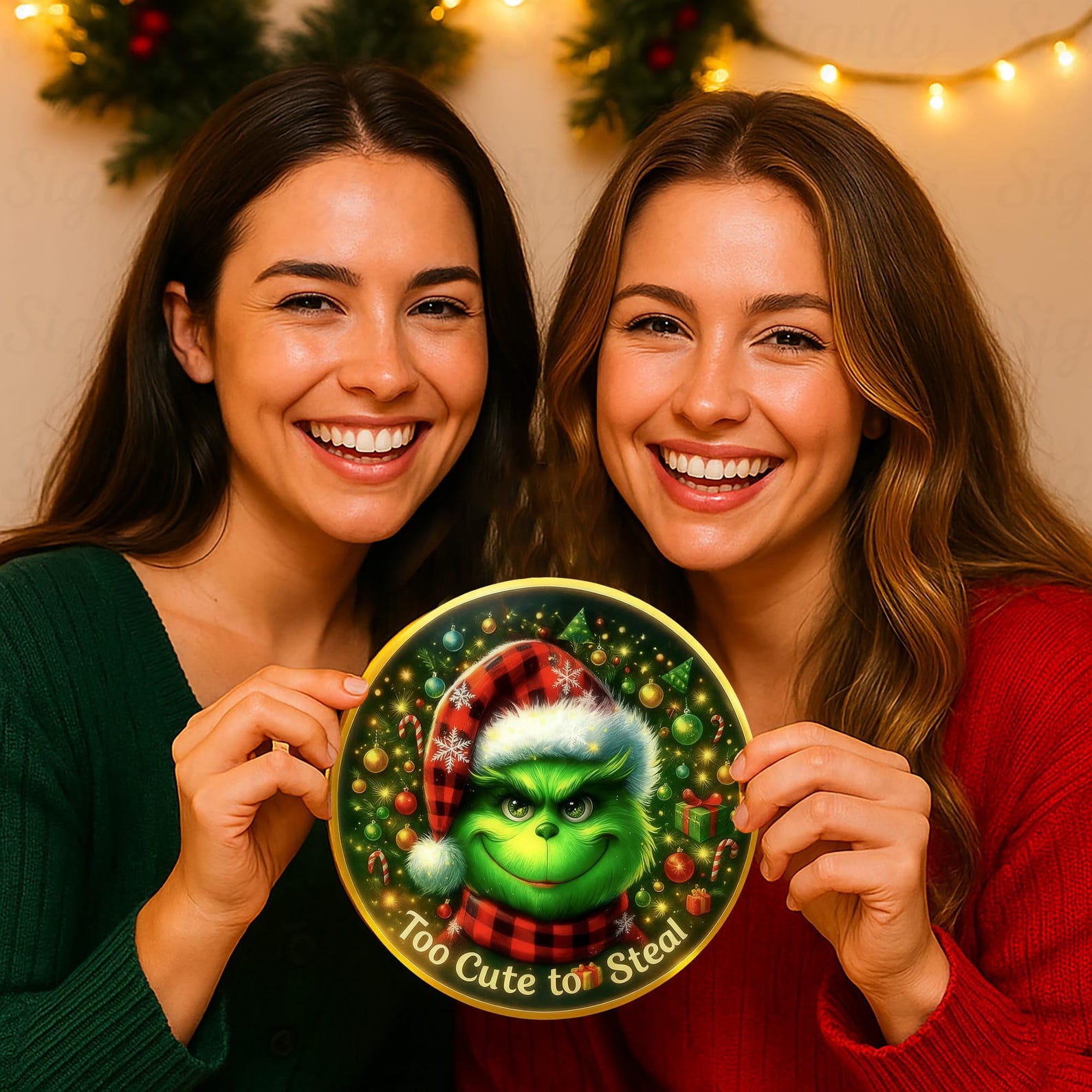 Christmas Gift Sign – Funny Holiday Green Character Ornament Plaque ...