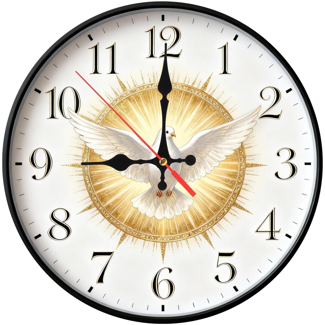 Dove Wall Clock – Religious Wooden Wall Clock – Silent Christian Wall ...