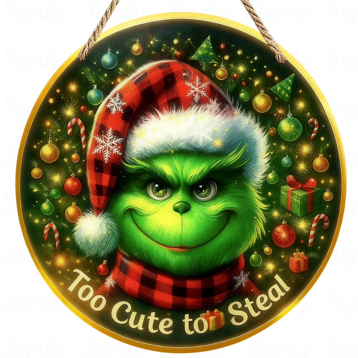 Christmas Gift Sign – Funny Holiday Green Character Ornament Plaque ...