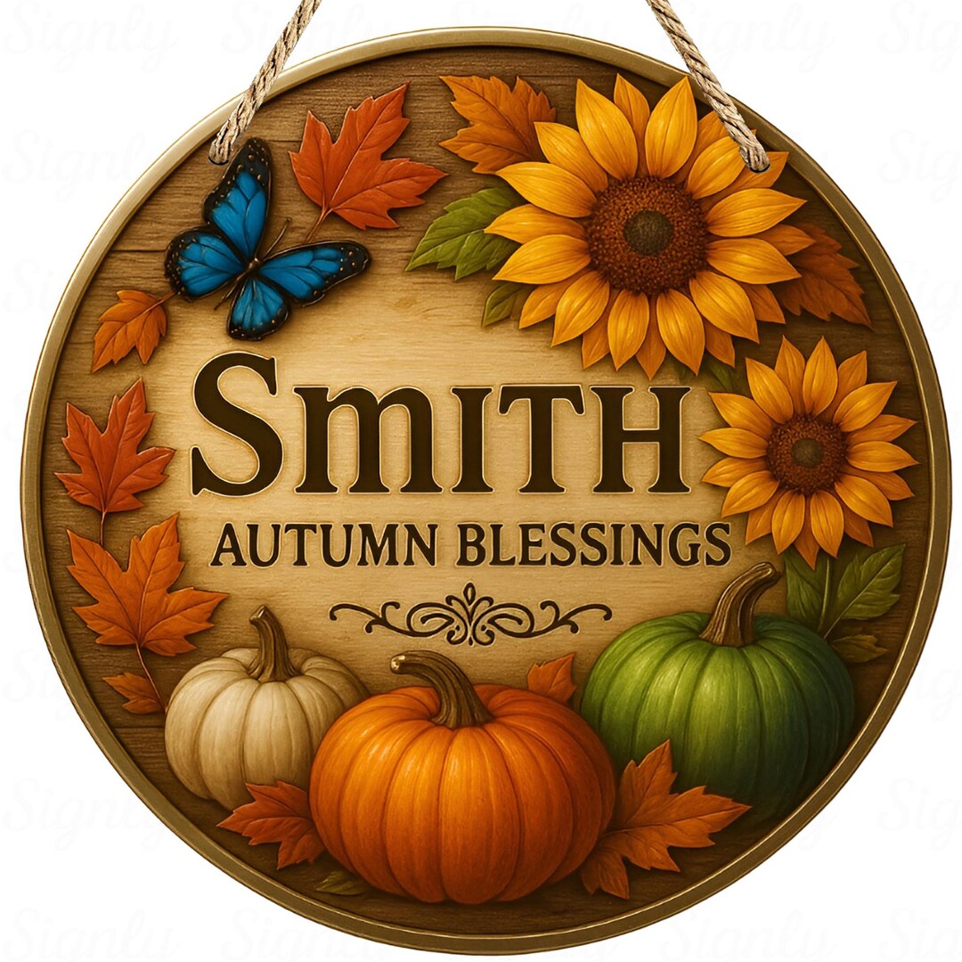 Personalized Autumn Blessings Family Sign – Custom Pumpkin Wall Decor ...