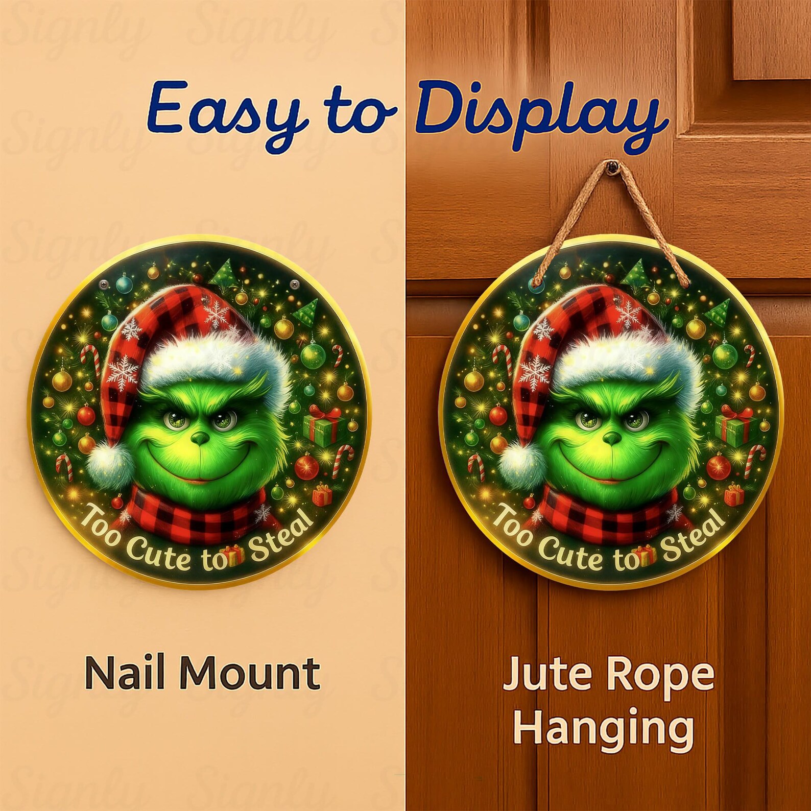 Christmas Gift Sign – Funny Holiday Green Character Ornament Plaque ...