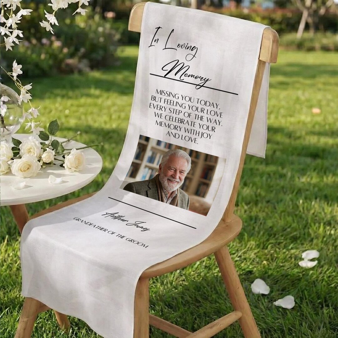 In Loving Memory Chair Sign for Wedding, Linen Wedding Decor, Custom ...