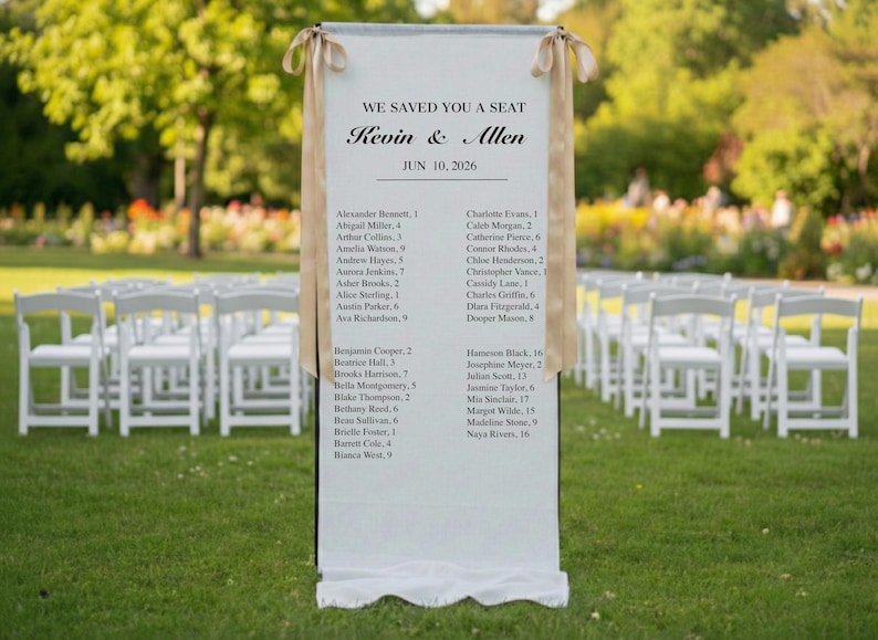 Linen Wedding Seating Chart, Fabric Seating Plan, Boho Wedding ...