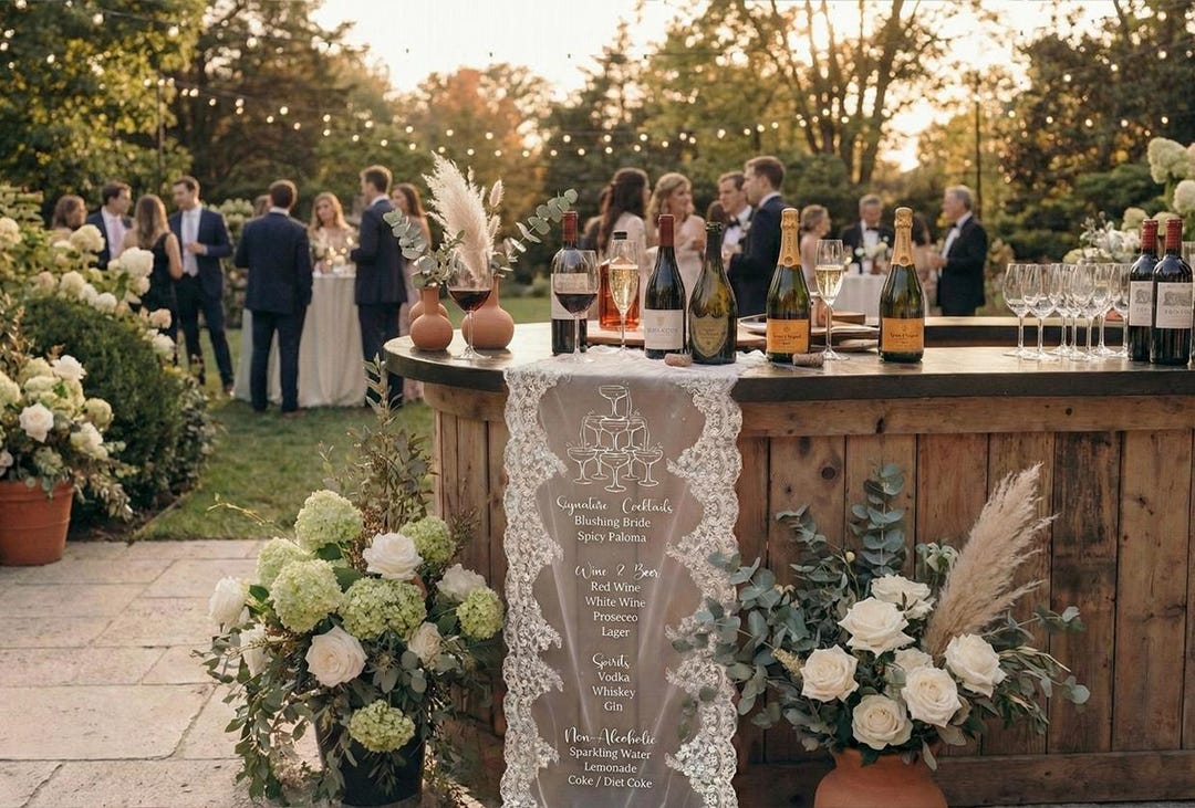 Lace Sheer Bar Sign, Custom Wedding Bohemian Vintage Wedding Decor ...