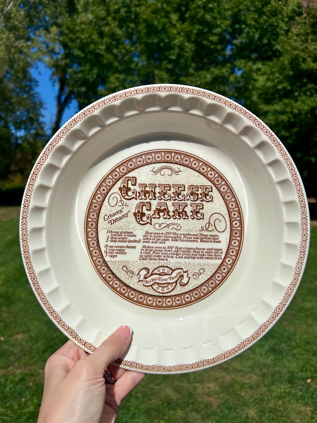 Vintage 70s Cheesecake Recipe Pie Plate - Etsy