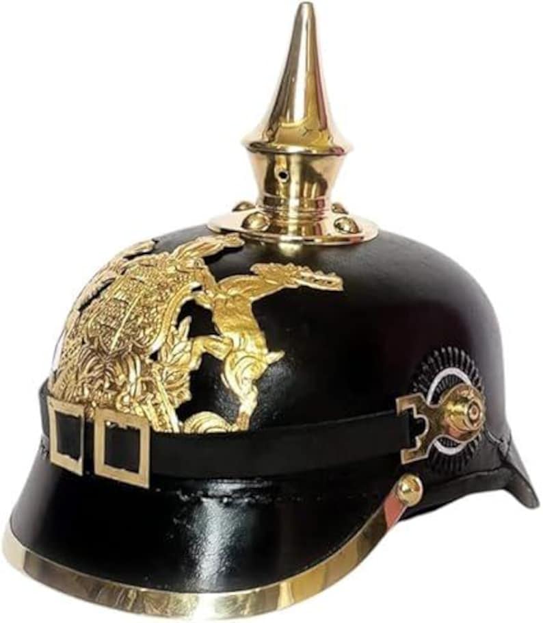 Leather Prussian Pickelhaube Helmet, Brass Spike, WWI Replica - Etsy
