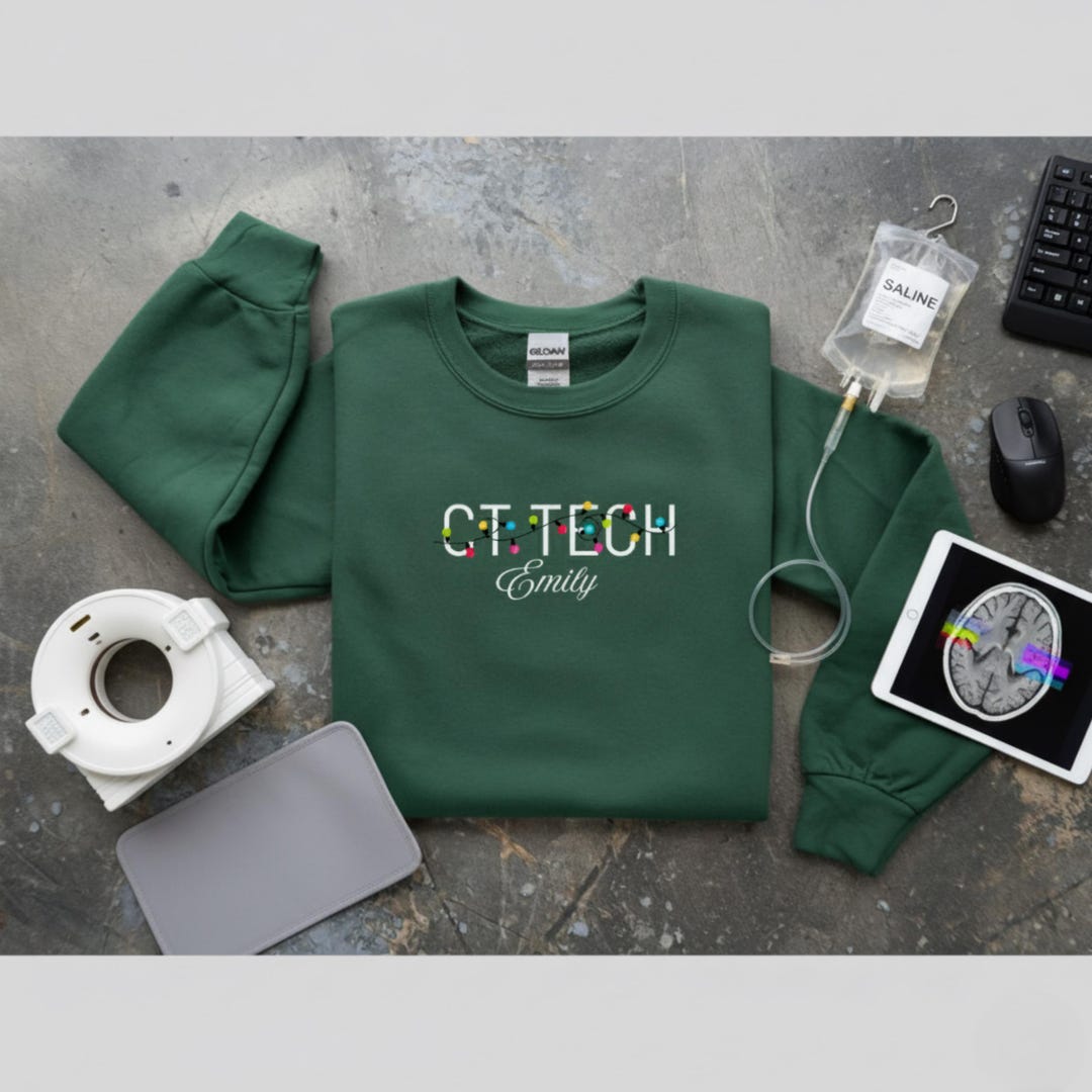 Personalized CT Tech Christmas Lights Sweatshirt | Gildan 18000 - Etsy