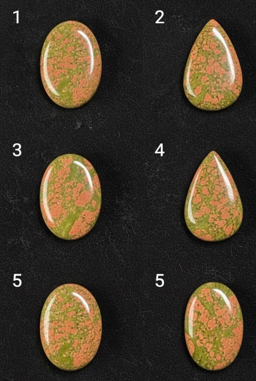 Buy Natural Unakite Jasper Cabochon Set - Green and Pink Epidote ...