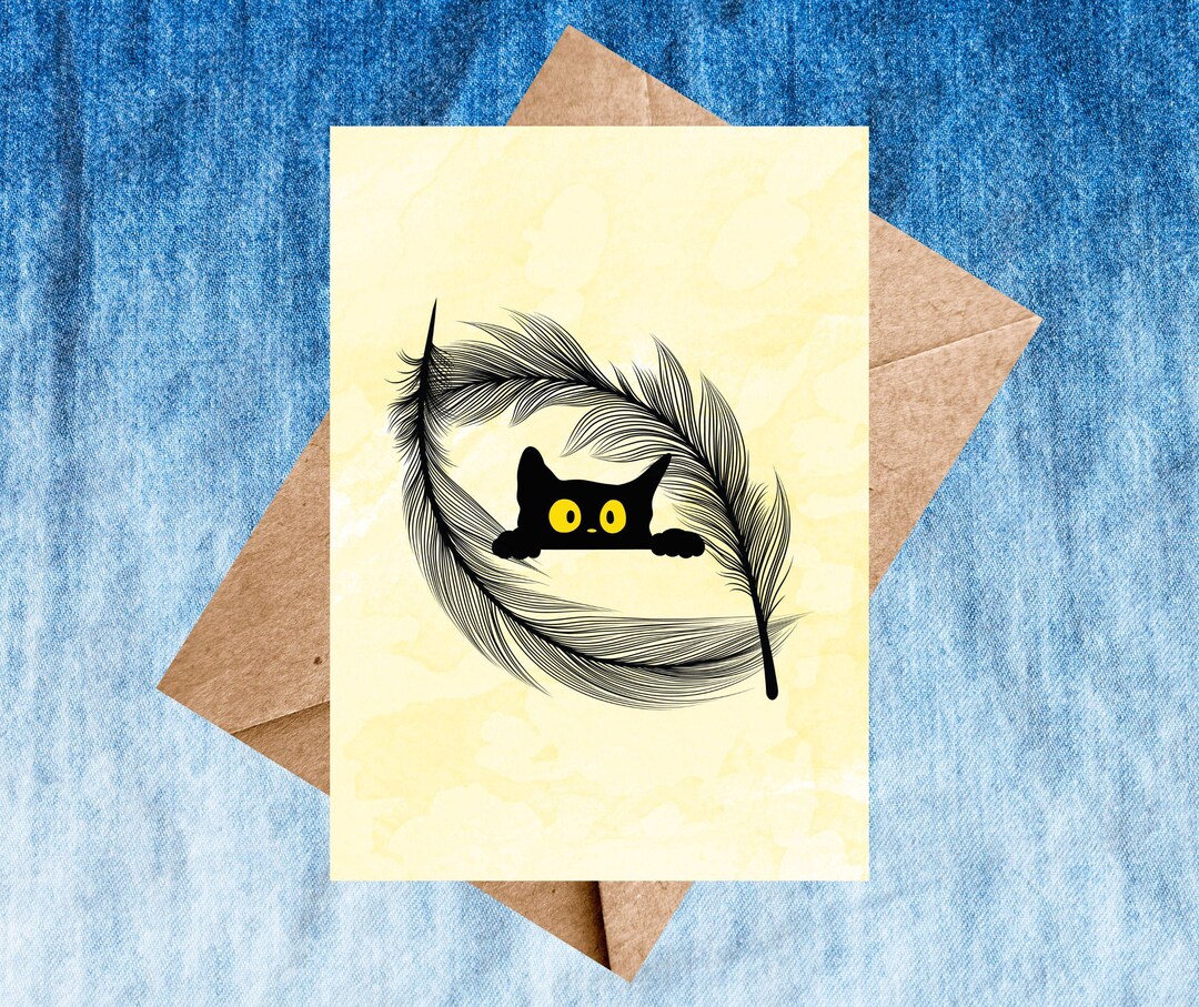 Illustrated Cheeky Cat Greeting Card - Cheeky Black Cat Lover Card ...