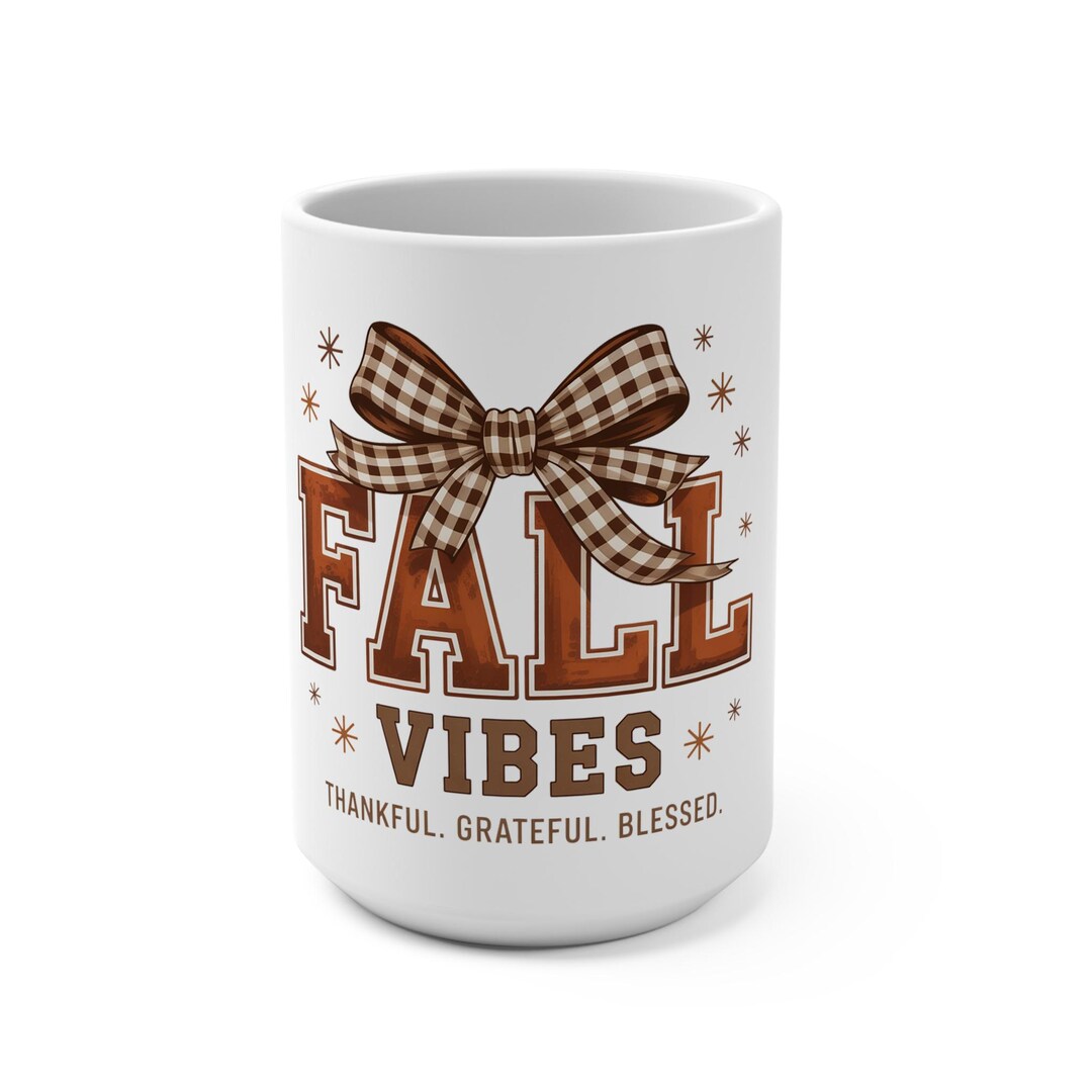 Fall Vibes Mug | Thankful Grateful Blessed Coffee Cup, Autumn Decor ...