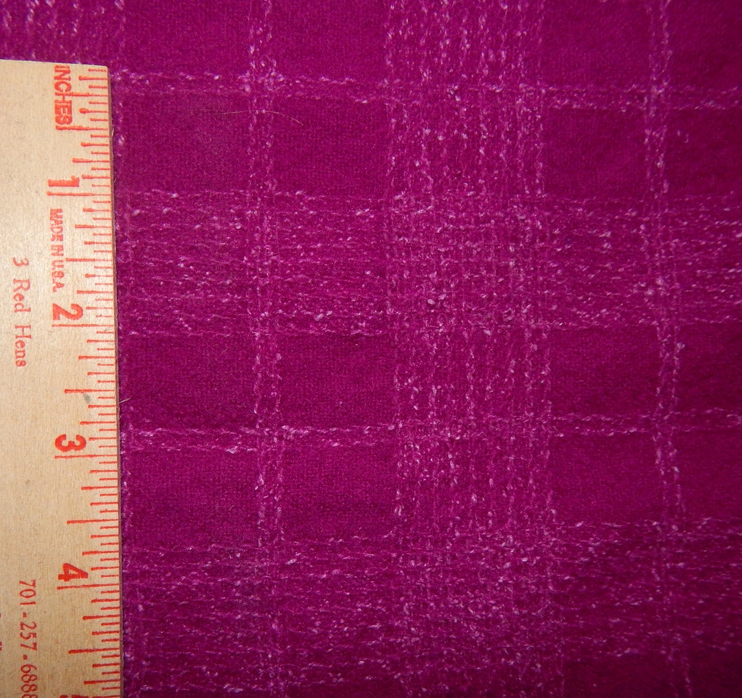 Felted Wool Magenta Plaid Check Fabric 8 in X 8 in Needle Craft Supply ...