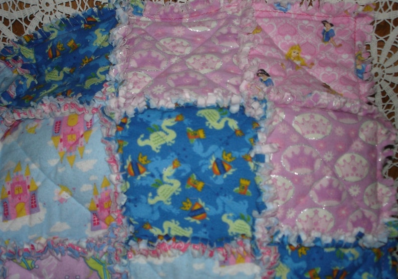 Princess Rag Quilt Cotton Flannel Disney Pink Blue Cinderella Glitter ...