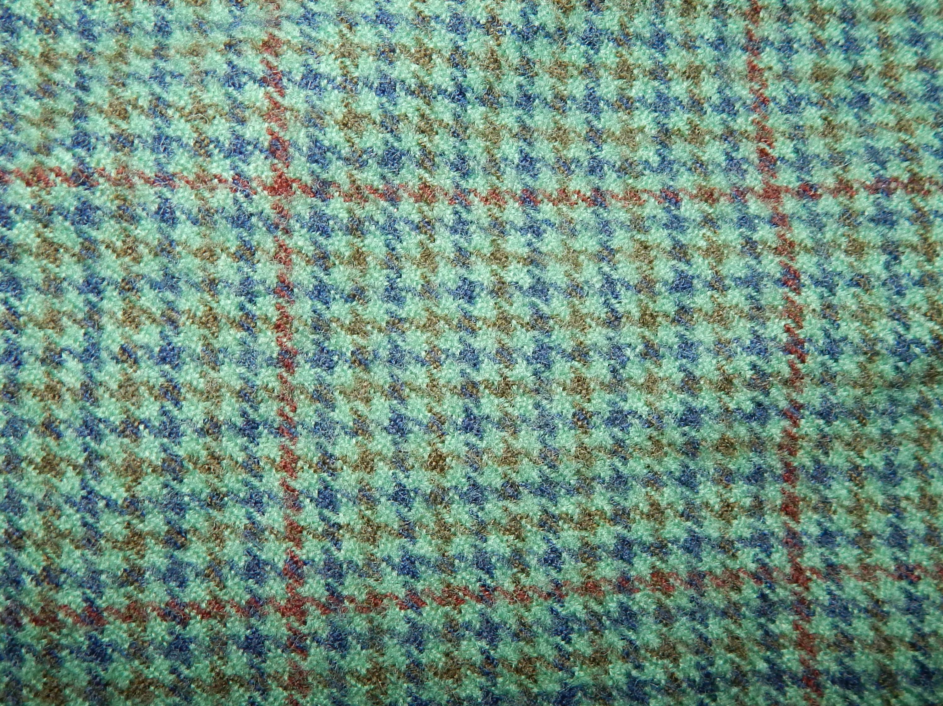 Felted Wool Teal Green Hounds Tooth Check Plaid Fabric 8 in X 8 in ...