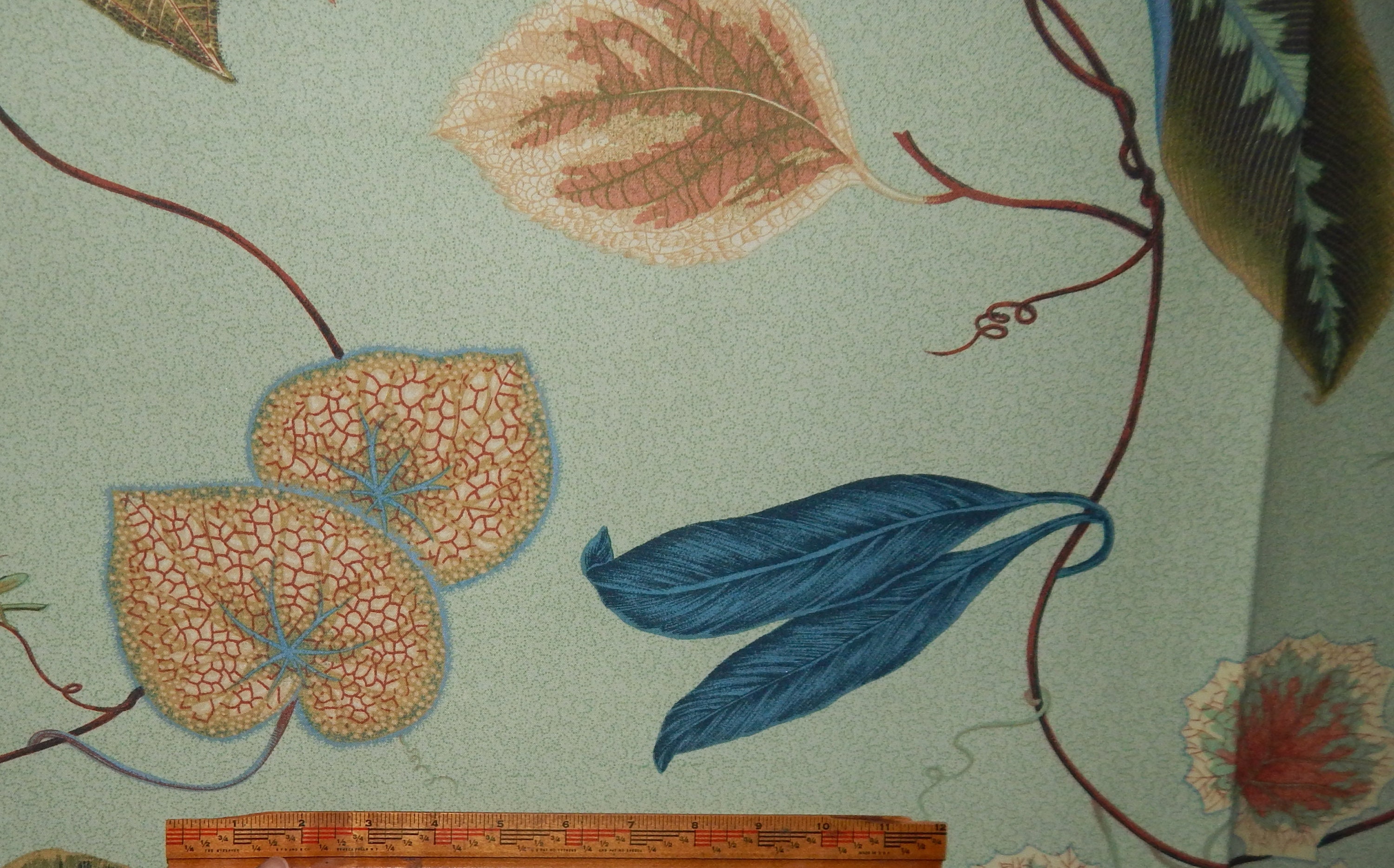 Botanical home decorating fabric large print leaves bugs green Lydia ...